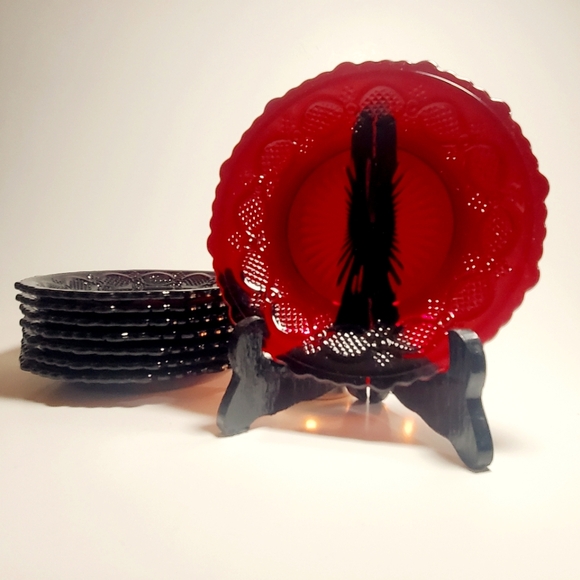 Avon | Dining | Vintage Avon Ruby Red Glass Dessert Plates Set Of 8 ...